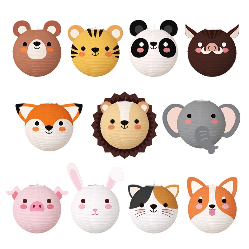 25CM Jungle Animals Paper Lanterns Safari Theme Party Decorations ...