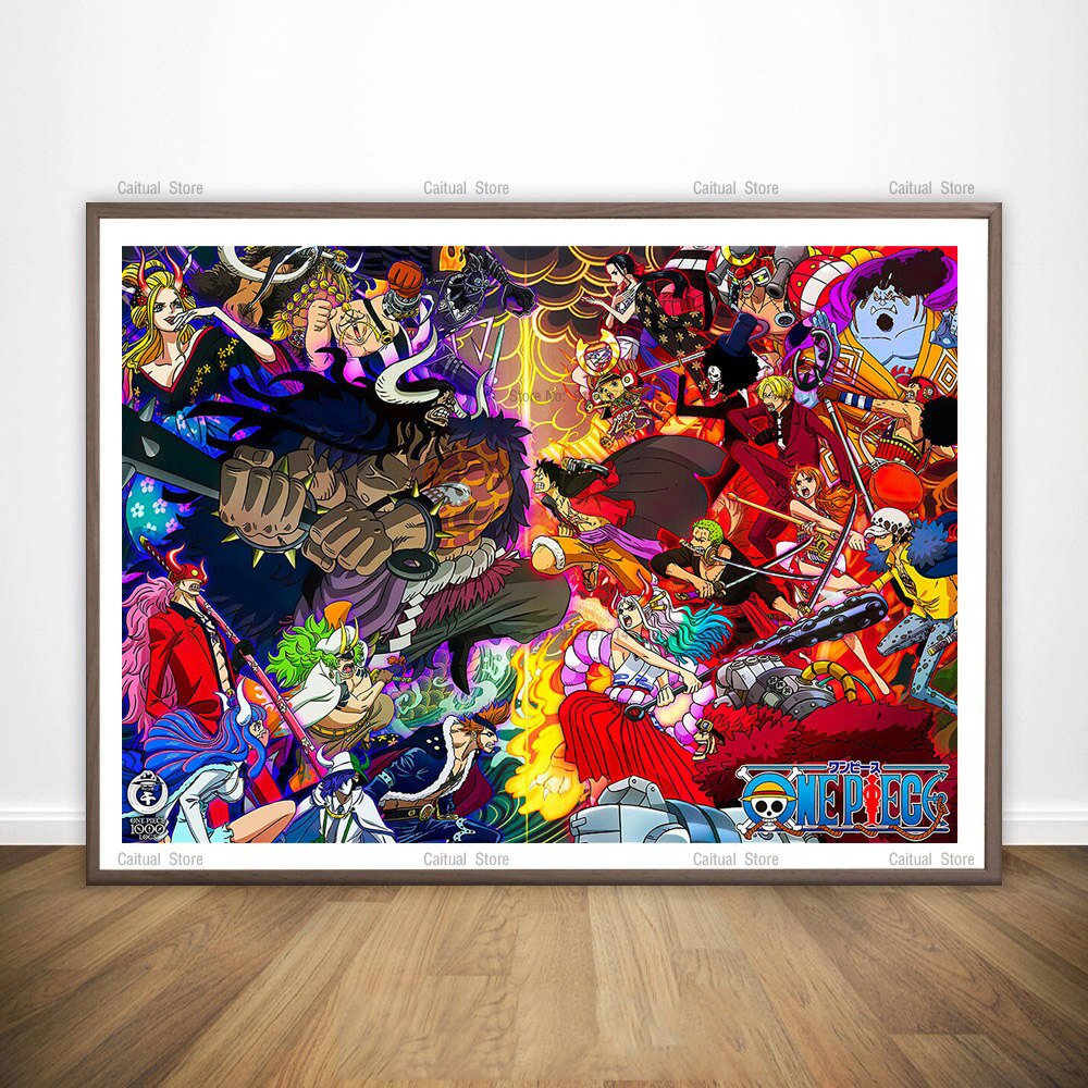 C One Piece Japan Anime Manga Monkey D Luffy Wano Canvas Painting ...