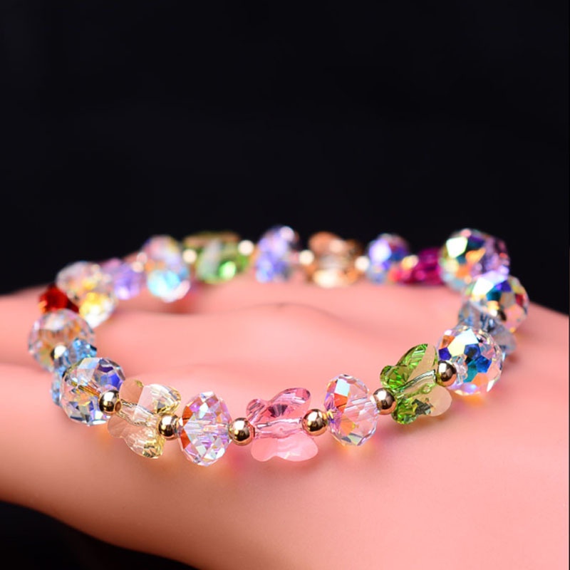 Colorful Butterfly Crystal Bracelet Colorful Shiny Korean Style Sweet ...