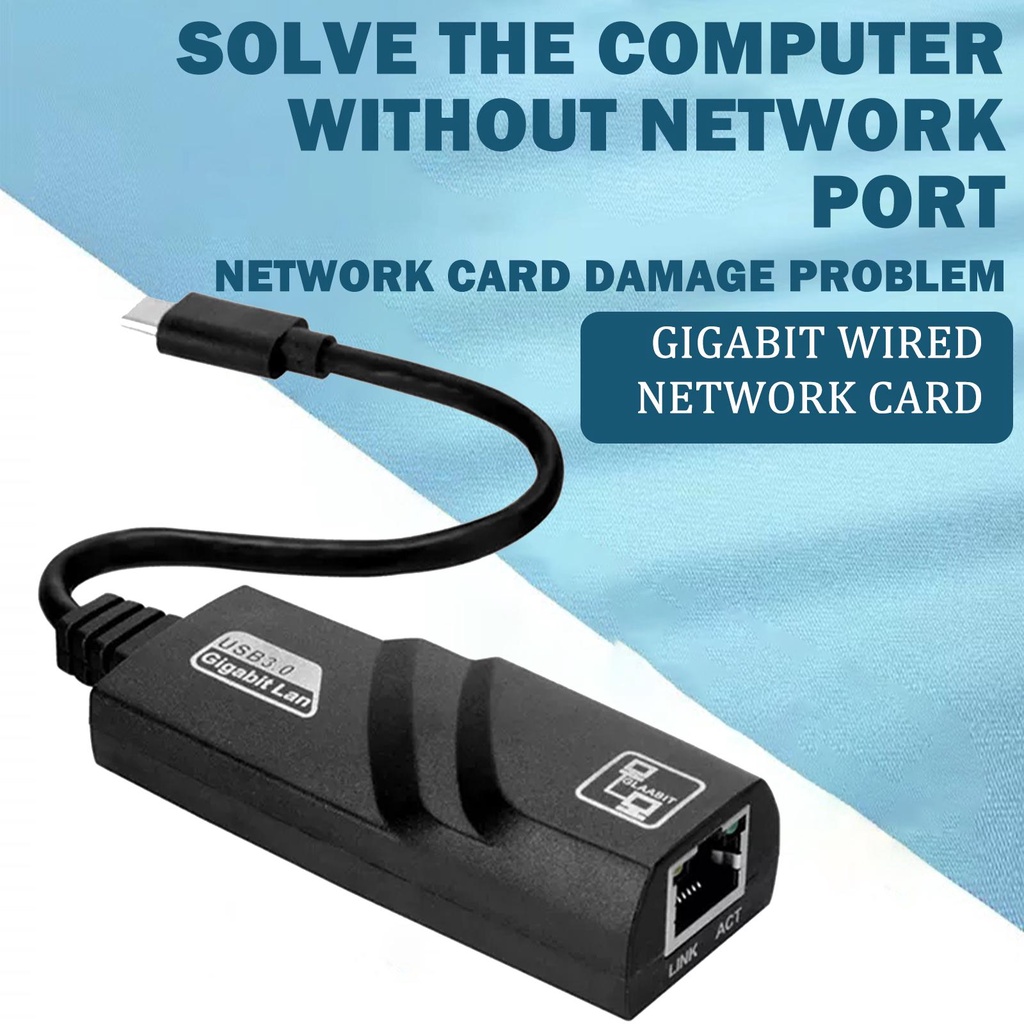 Wired Network Card Type C to RJ45 LAN Ethernet Adapter 10/100/1000Mbps ...