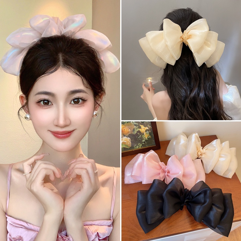 Exaggerated Multi-layered Bow Hairpin for Women Three-layer Gauze Bow ...