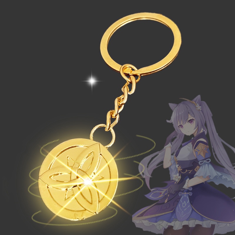 Anime Genshin Impact Metal Coin Keychain Teyva Mora Gold Coin Game ...