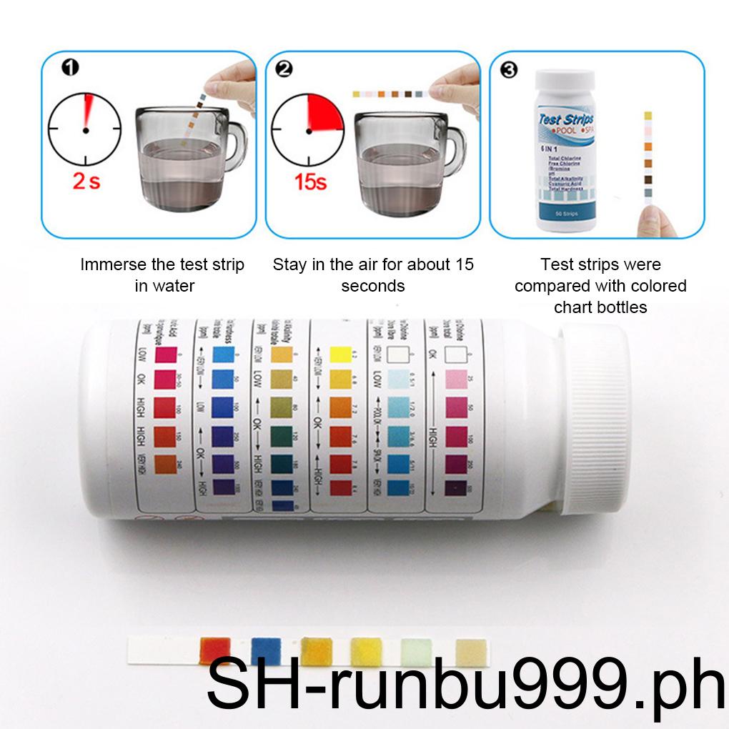 50 Pieces Swimming Pool pH Tester Liquid Test Indicators Testing Strips ...