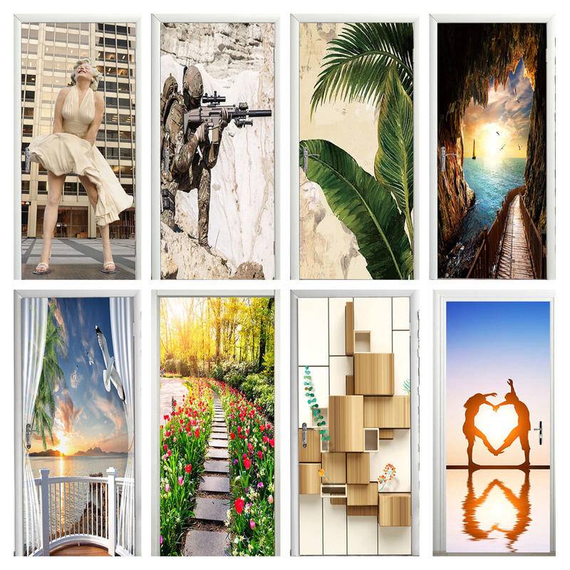 Custom Modern 3D Door Sticker Self-adhesive Waterproof Poster Stickers ...