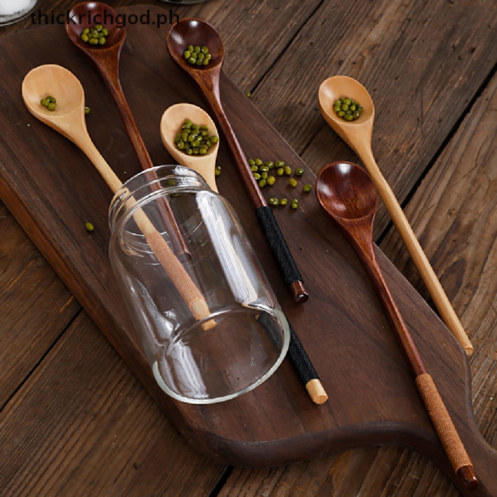 RICHGOD Tea Spoon Long Coffee Spoons Small Teaspoon Wood Honey Dessert ...