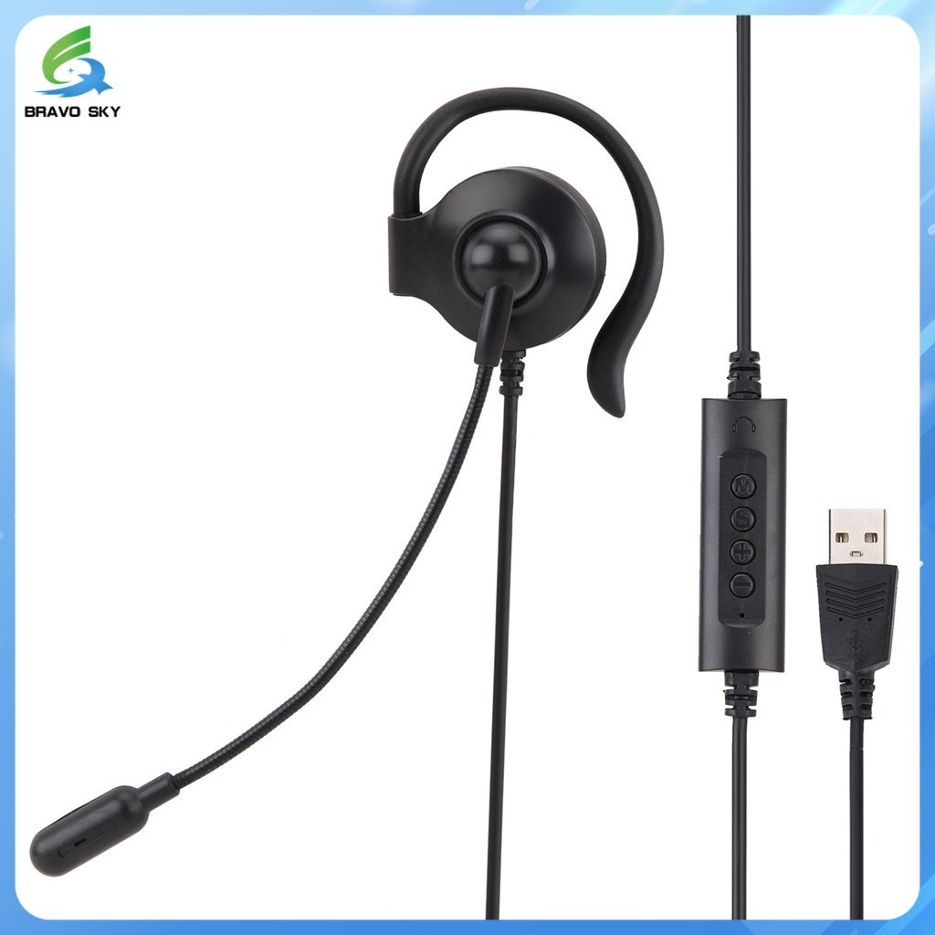 Gift Unilateral Traffic Hanging Headset USB Cable Control 3.5mm Wired ...