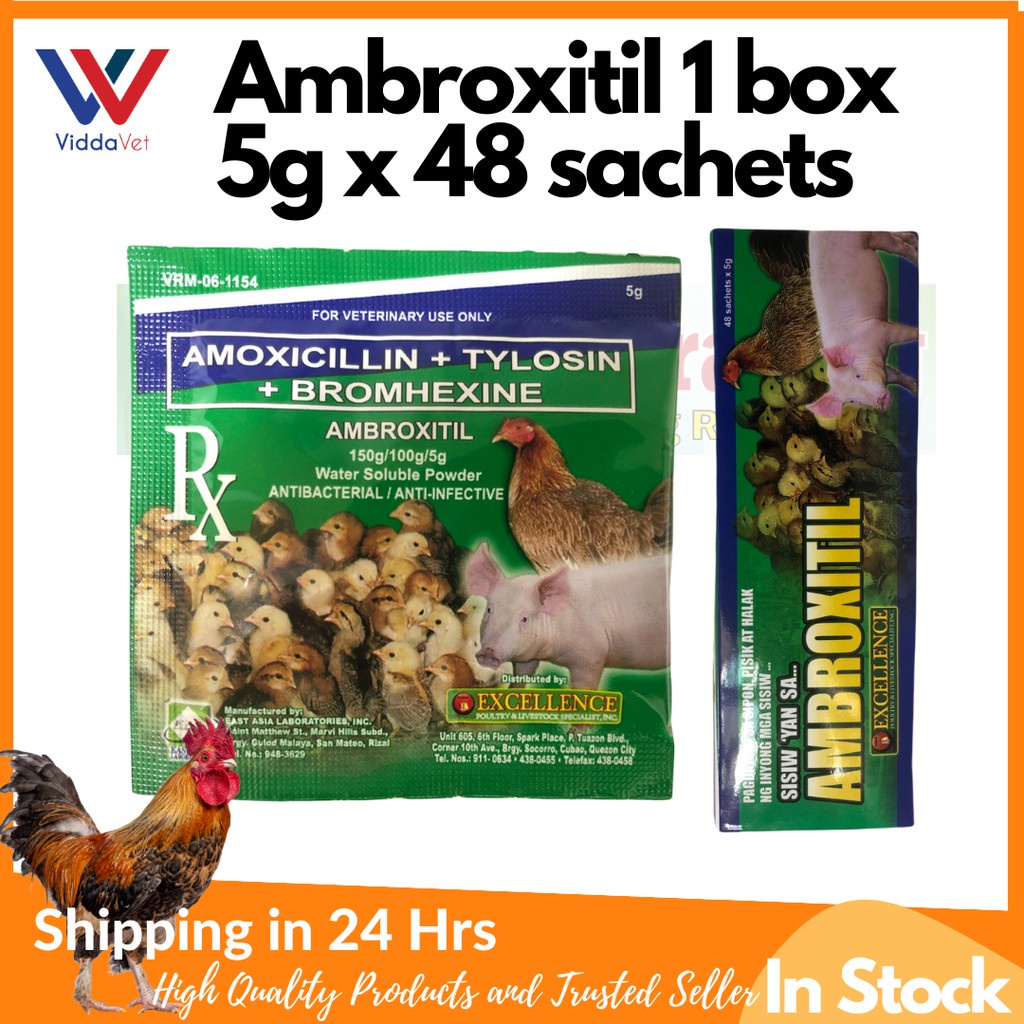 Ambroxitil 5g x 48 sachets/box for gamefowl fighting cocks pisik halak ...