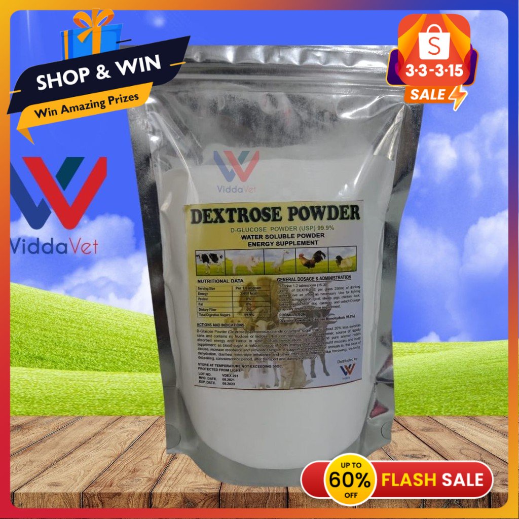 Viddavet Dextrose Powder in a pouch 300grams for pets dogs cats poultry ...