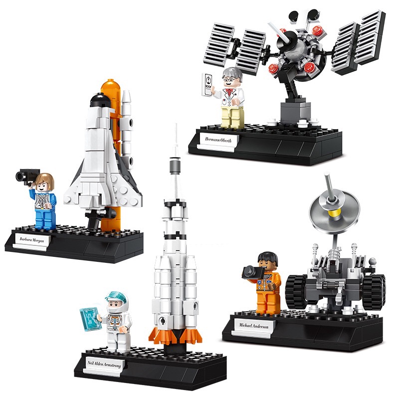 4 Style Spaceship Satellite Space Shuttle Lunar Rover Rocket Model Toys ...