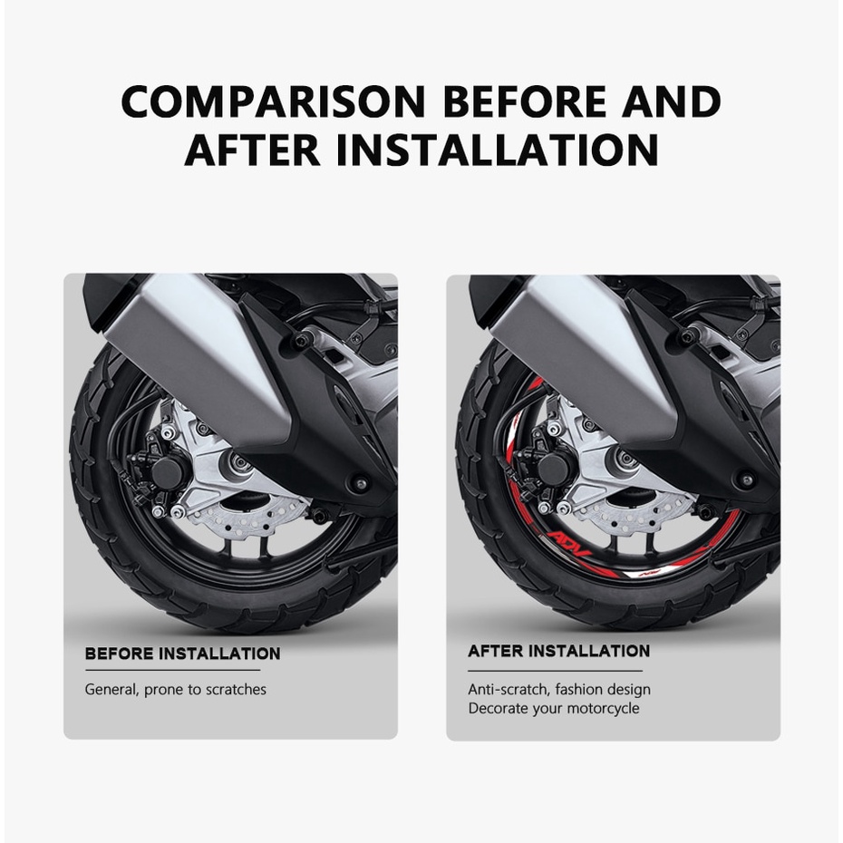 Motorcycle Wheel Sticker Waterproof Rim Stripe Hub Decal ADV 160 ...