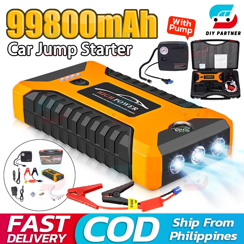 【2024 NEW】Car Jump Starter 99800mAh Rechargeable Multi-function ...