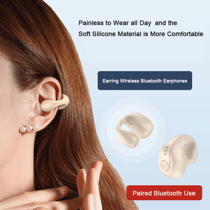 Ear Bone Conduction Sport Headphones Mini Bluetooth Ear Clip Earring ...