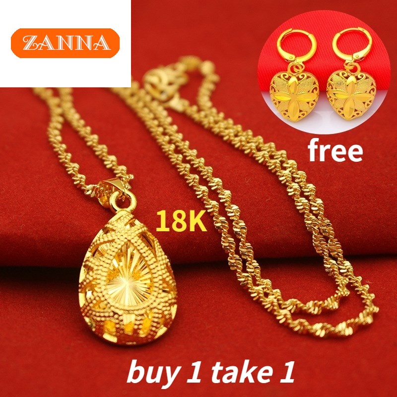 Philippines Ready Stock Gold 18k Pawnable Saudi Drop-shaped Hollow ...