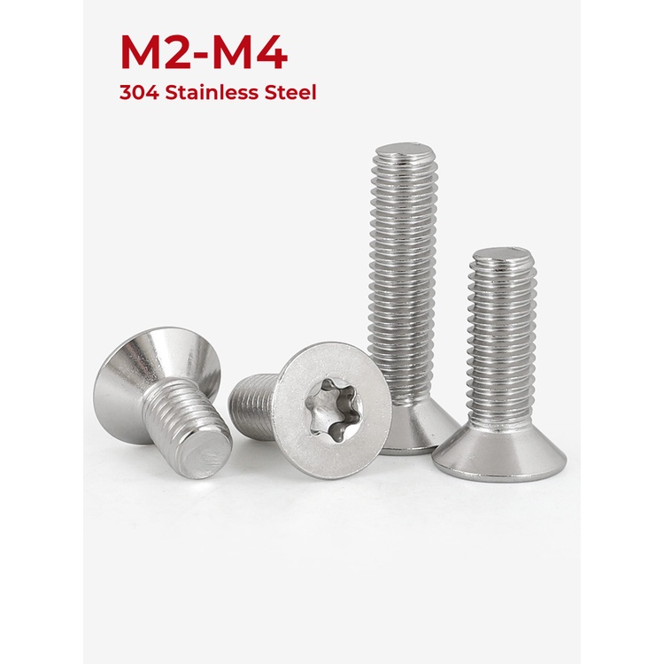 M2 M2.5 M3 M4 GB2673 304 A2 Stainless Steel Flat Countersunk Head Six Lobe Torx Screw Bolts Six ...