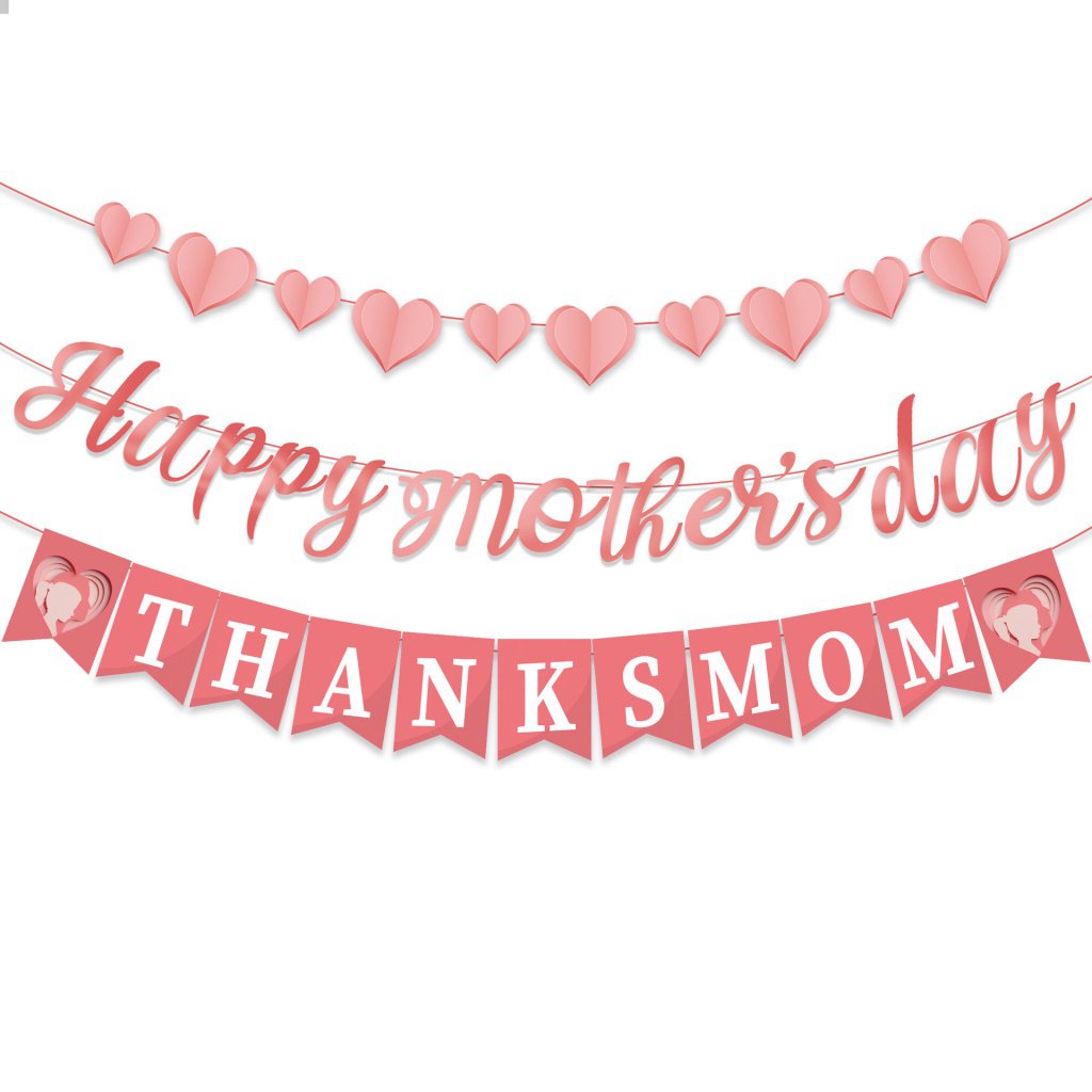 Happy Mother's Day Banner, Heart Letter and Fishtail Banner for Mother ...