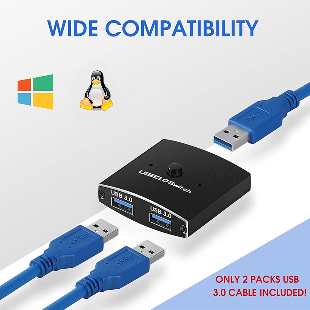 USB Switch KVM 3.0 HUB Switcher Selector for Computer two-way Sharing ...