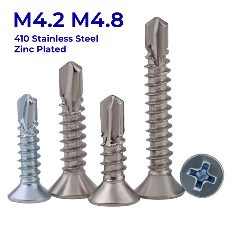 M4.2 M4.8 410 Stainless Steel/Zinc Plated Cross Phillips Flat Countersunk Head Tapping Screws ...