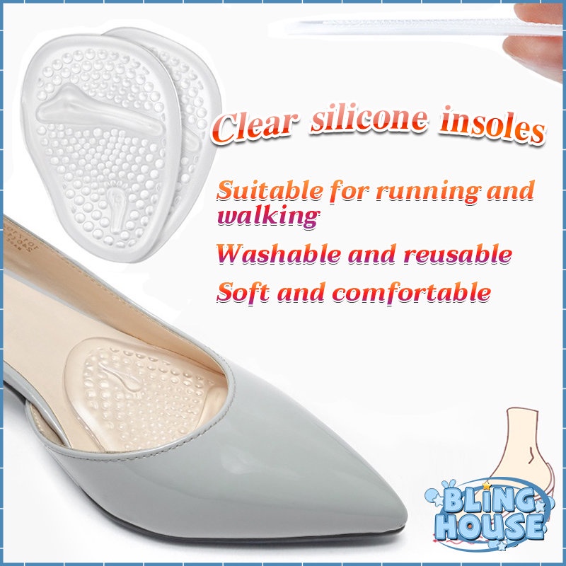 Bling Reusable Women Clear Silicone High Heel Insoles Pad Foot ...