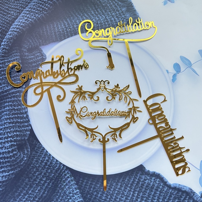 Pack of 10 Pcs Acrylic Congratulations Cake Topper Dessert Decoration ...