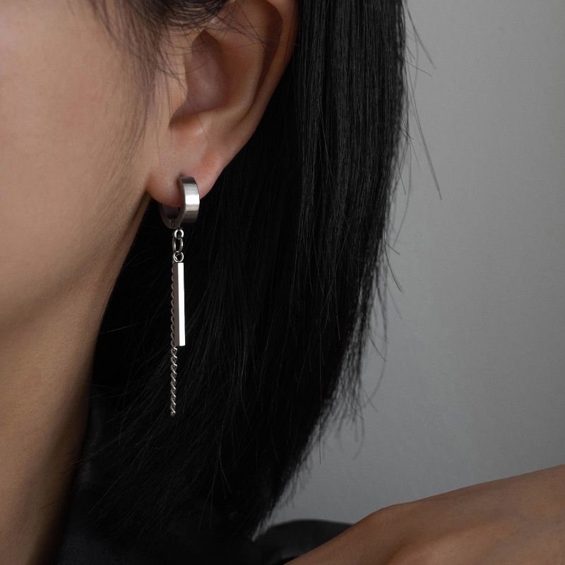 1 Pcs Titanium Steel Earrings Ear Stud Tassel Long Chain Earrings ...