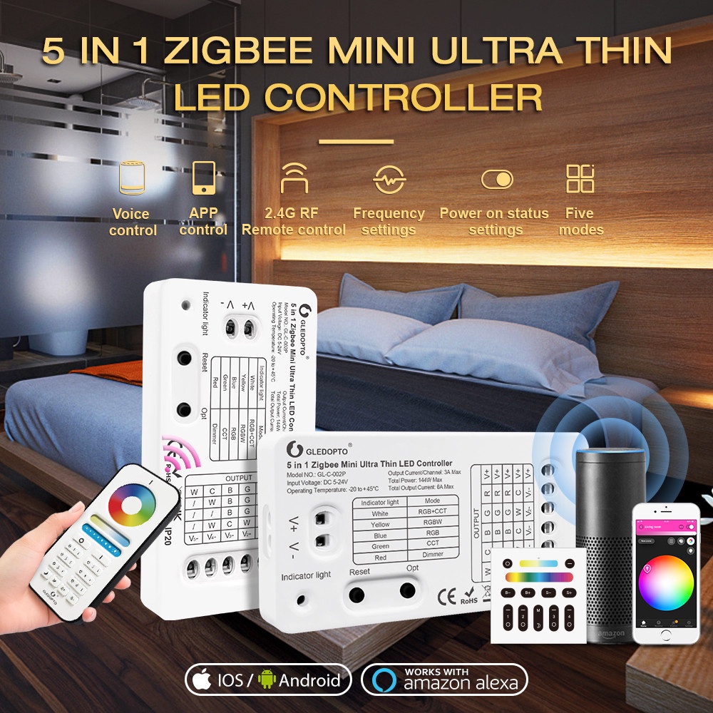 GLEDOPTO Zigbee Mini Controller DC5-24V Pro Mini 5 in 1 Zigbee RGBCCT ...