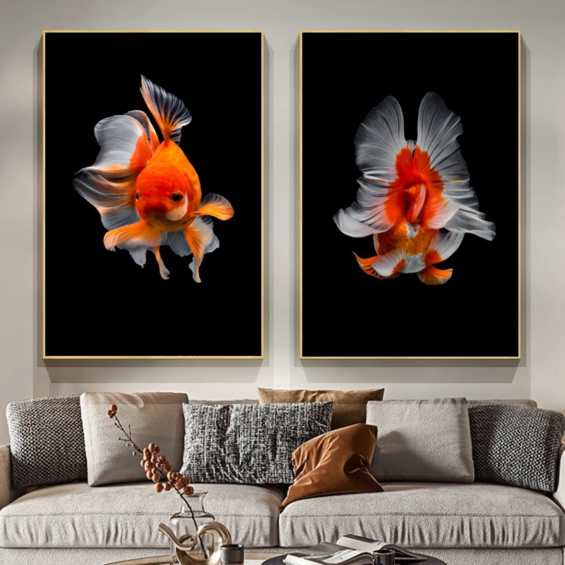Fish Canvas Prints Entrance Painting Abstract Goldfish Poster Bedroom ...