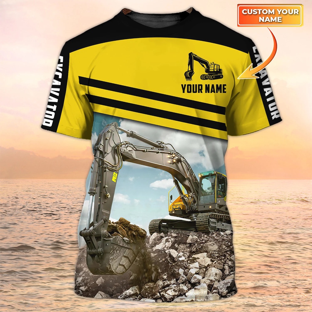 Newest Summer Fashion Men's T-shirt Heavy Equipment Excavator ...