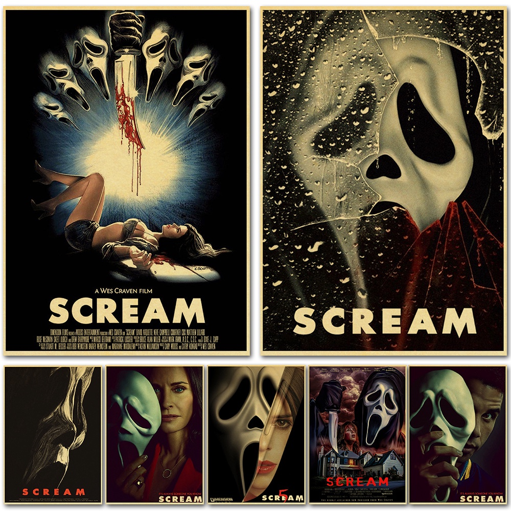 SCREAM Poster Classic Horror Movie Kraft Decorative Home Wall Art ...