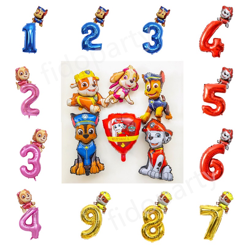 PAW Patrol Balloon Number Balloon Chase Skye Marshall Rubble Foil Balloons Party Set Kids Toys ...