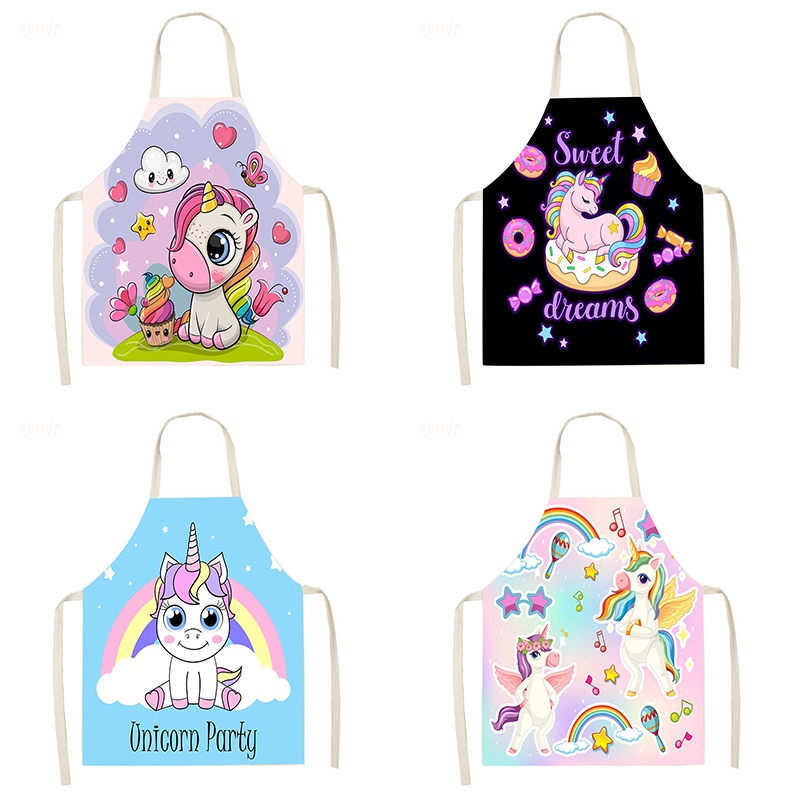 Kitchen apron cute cartoon unicorn series apron children's parent-child ...