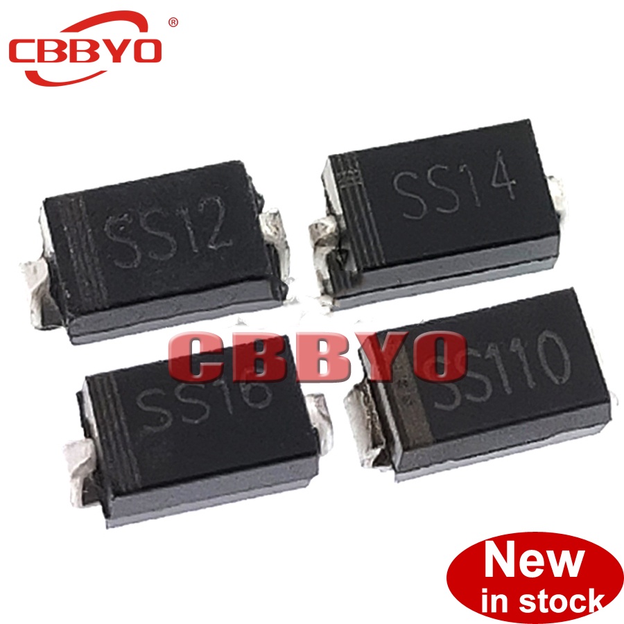 50pcs Brand New SS12 SS14 SS16 SS18 SS110 SS115 SS120 Schottky patch diode SMA DO-214AC | Shopee ...