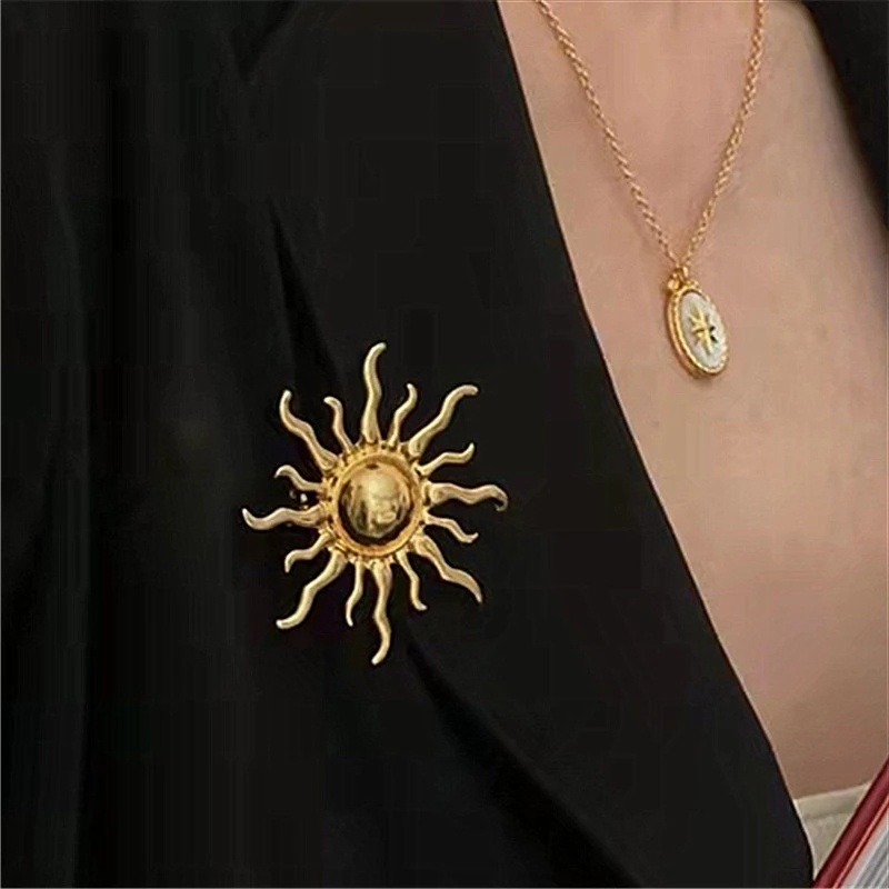 Antique Jewelry Fashion Golden Sun God Brooch for Women Men Coat ...