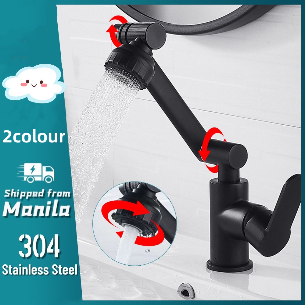 Faucet stainless 1080 Degree Rotating Single Hole Faucet Hot and Cold ...