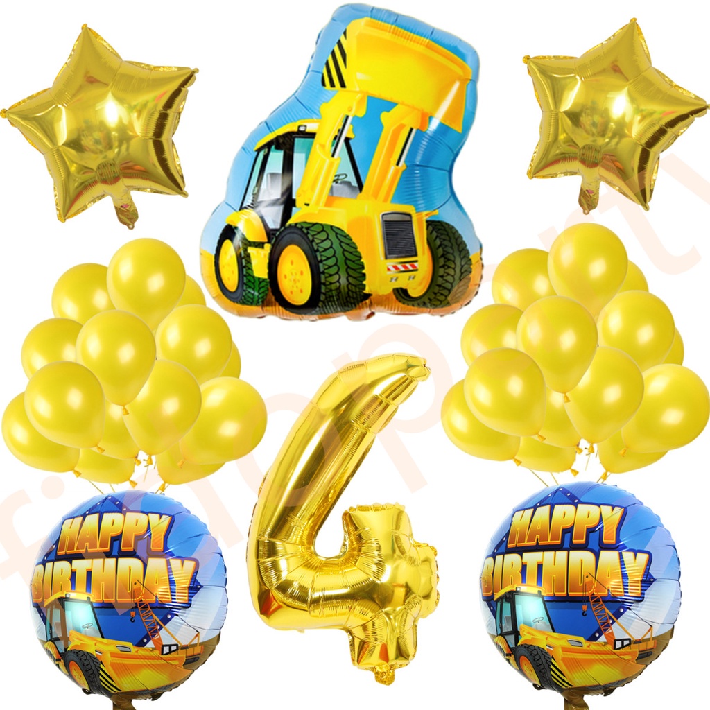 27pcs Construction Balloons Party Decorations 32inch Gold Number ...