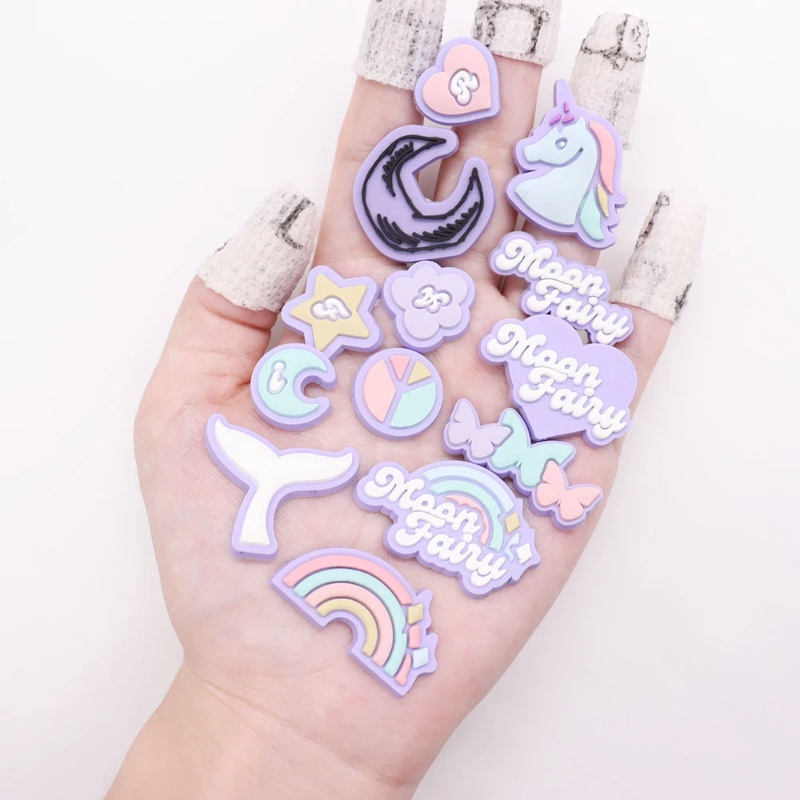 Cute Purple Unicorn Jbitz for croc Pin Rainbow Star Croc Jibbits Charm ...
