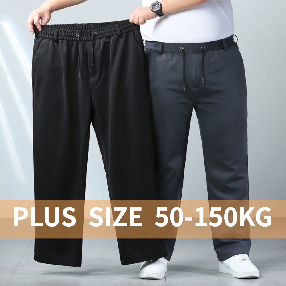 【Plus Size】10XL Black Casual Mens Breathable Baggy Trousers Oversized 150KG Elastic Waist ...