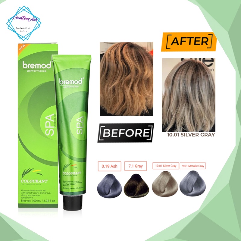 Bremod Hair Colors Ash/Ash Brown Silver Gray Ash Blond Color Dyed Cream ...