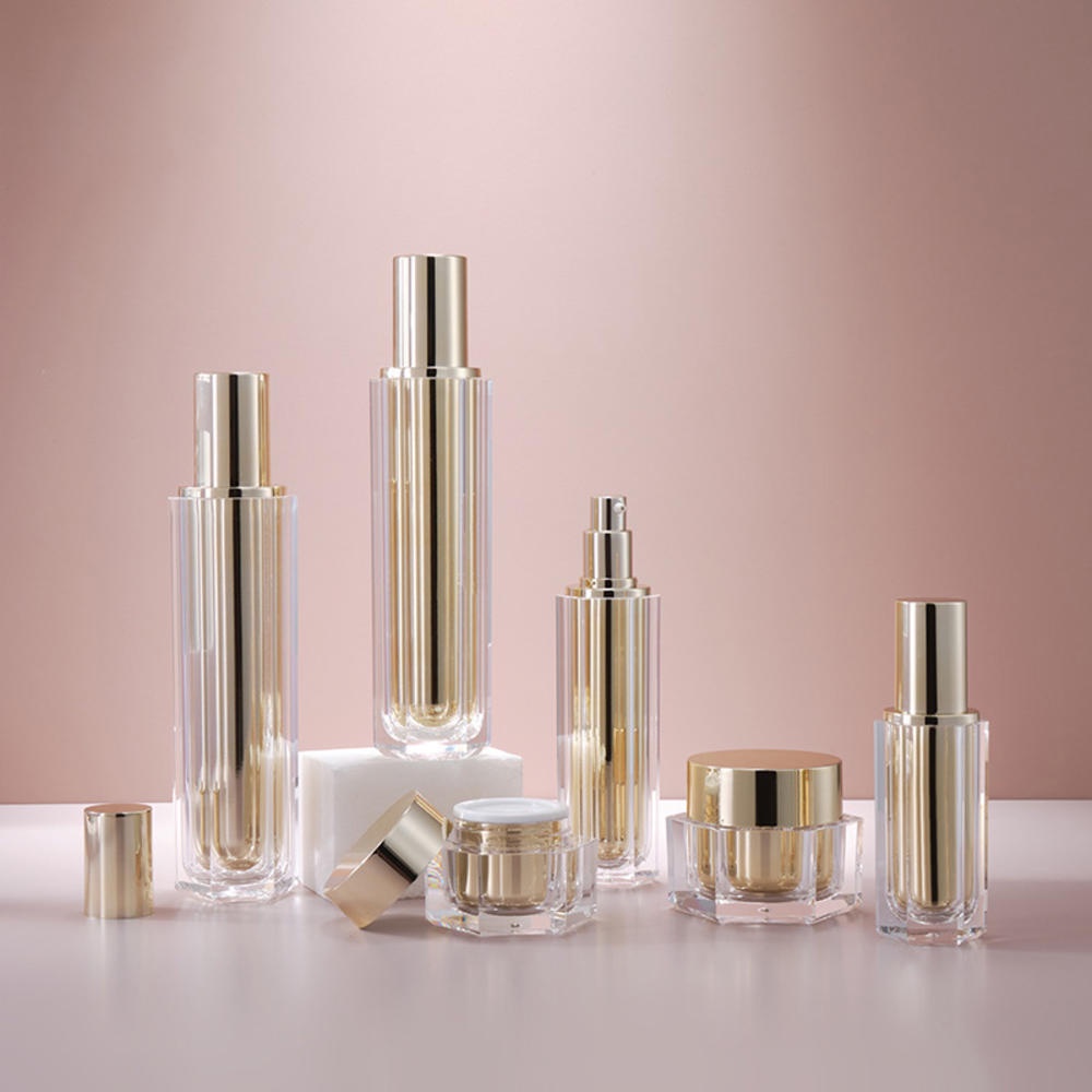 Acrylic Electroplated Gold Hexagonal Lotion Bottle Cosmetic Bottle High ...