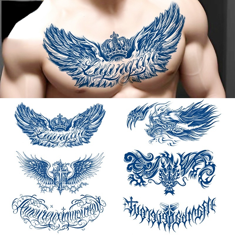 Herbal Juice Chest Wings Tattoo Sticker Lasts 15 Days Large Size Chest ...