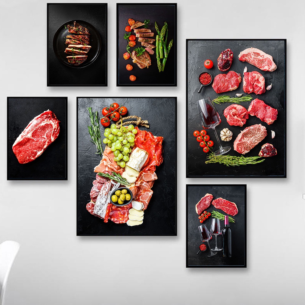 Vegetable Fruit Fresh Meat Foods Canvas Painting Prints Scandinavian ...