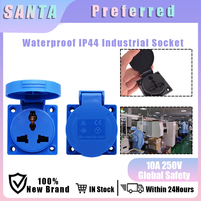 Universal Waterproof Industrial Socket 10A 250V IP54 Power Connector CE ...