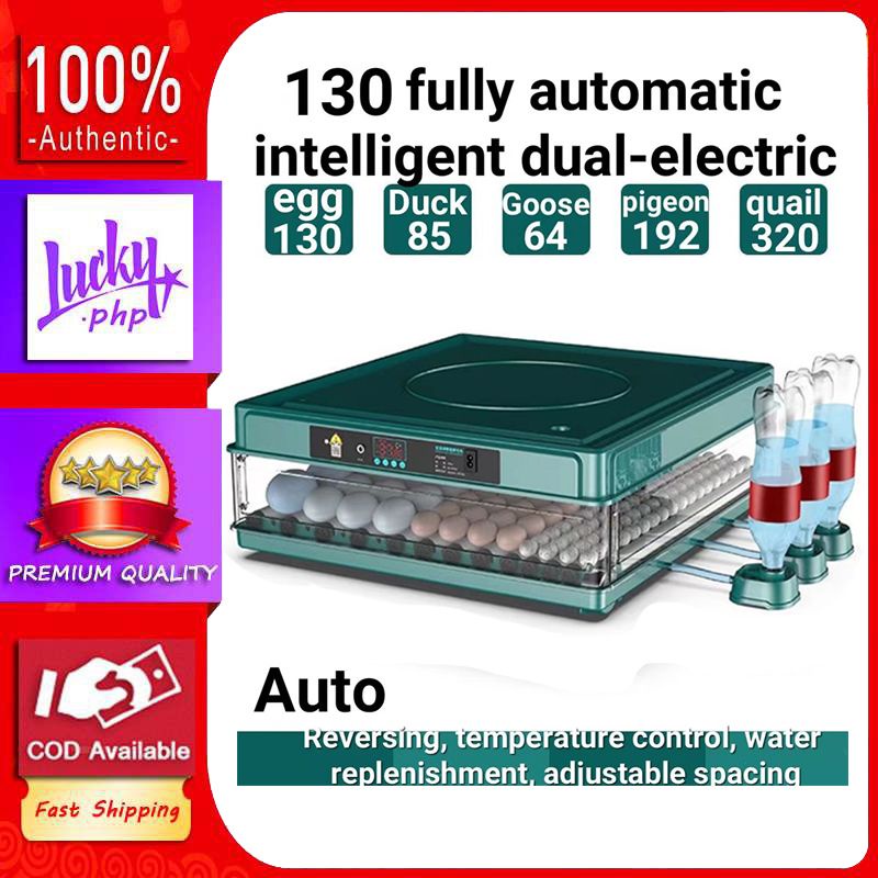 Fully Automatic Egg Incubator 36/64/130 Eggs Intelligent Digital Hatcher Brooder Temperature ...