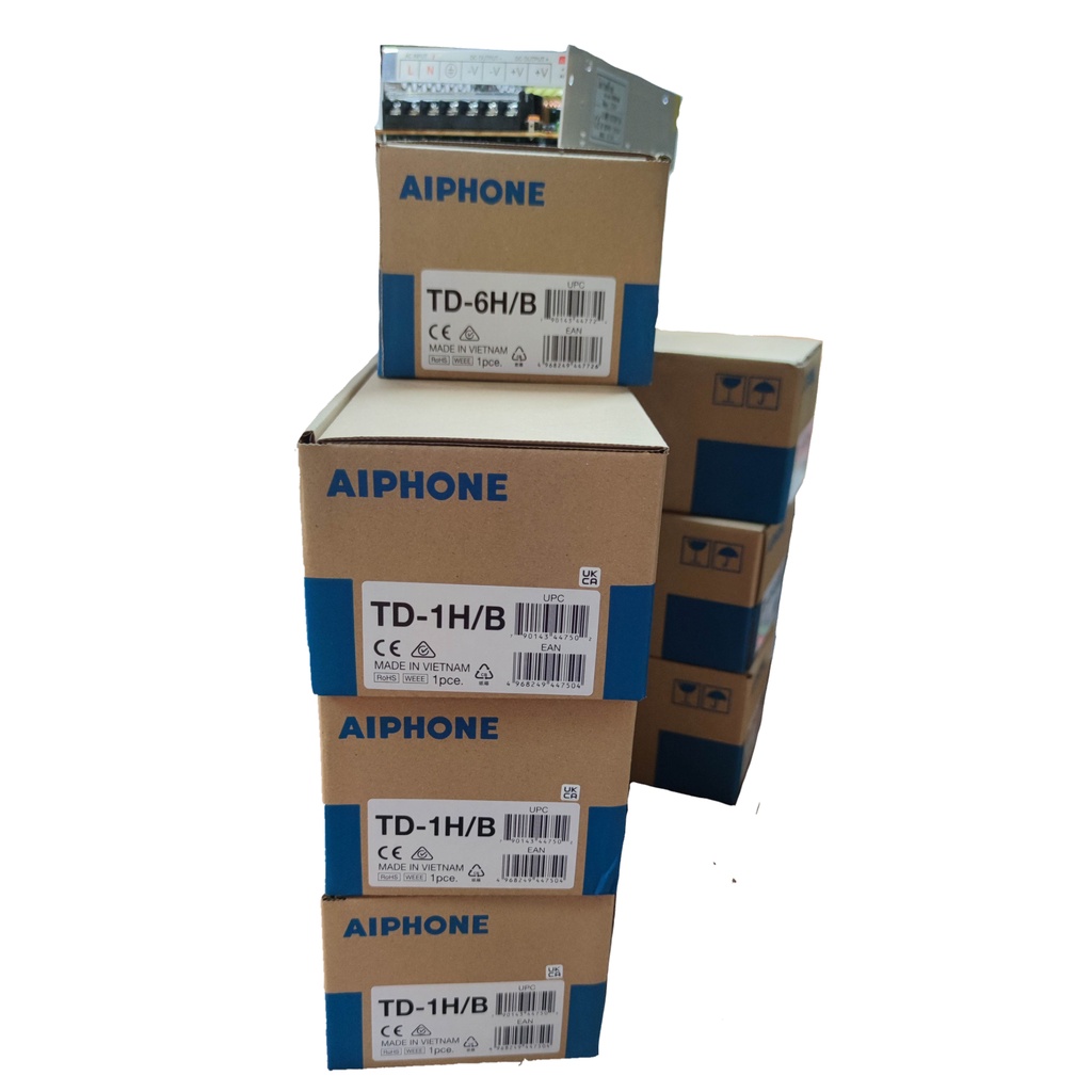Aiphone 6 Station Intercom with 1 Master and 6 Sub Station with Power Supply 1PC TD-6H/B 6PCS ...