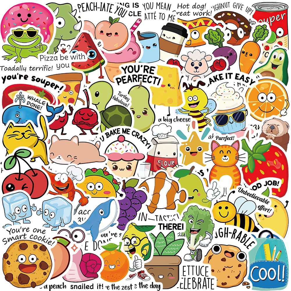 Funny English Kids Reward Series 03 Emoji Slang Stickers 50Pcs/Set DIY ...