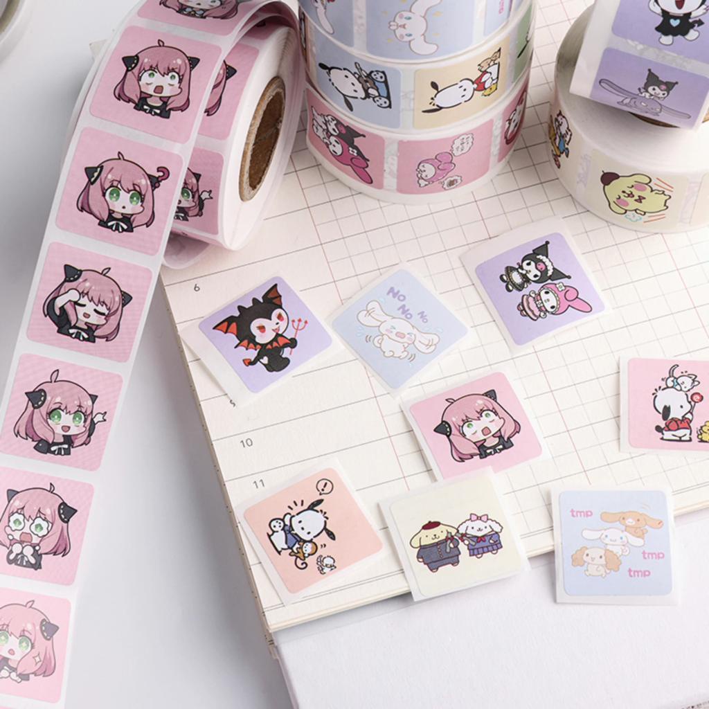 Cartoon Sticker Tape 500pcs Sanrio Kuromi Pacha Dog Ania Anime Sticker ...