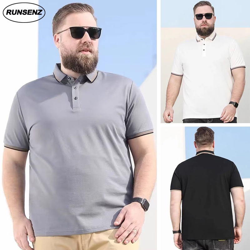 XXL-8XL Plus Size Polo T Shirt Men Premium Cotton Plain Business Casual Polo Shirt Short Sleeve ...