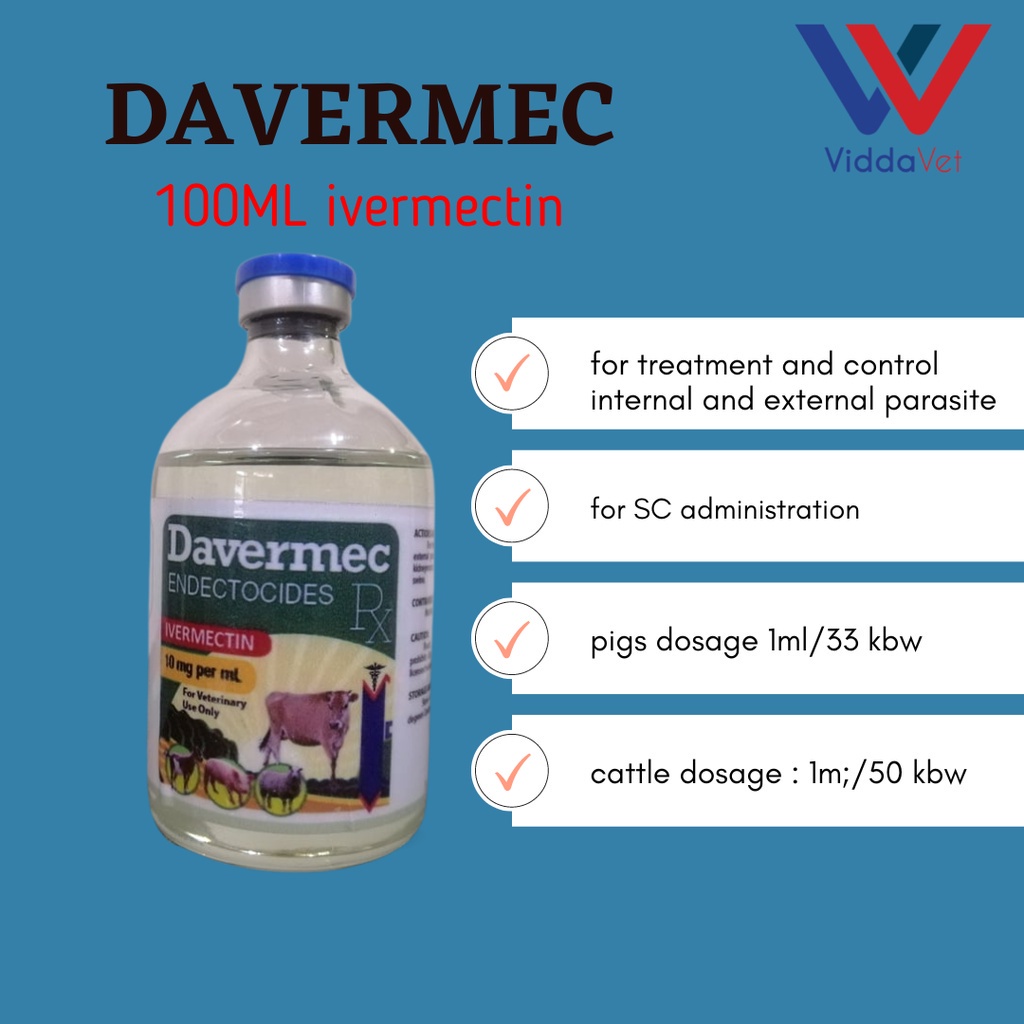 100ml pampurga for animals Davermec cattle goat pigs endectocide ...