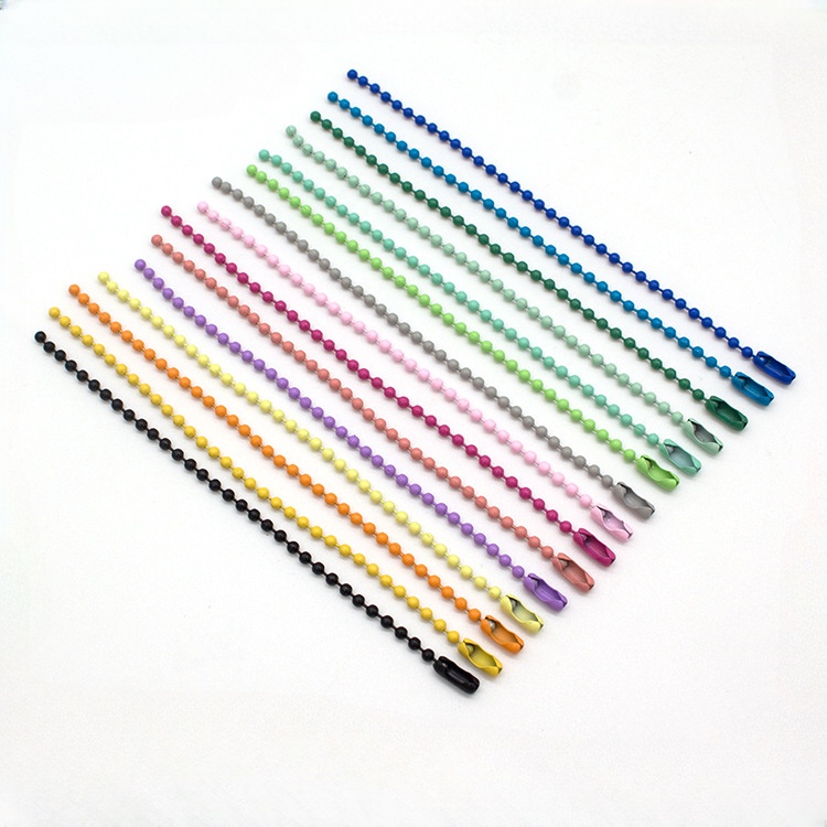 20 Multicolor Color Painted Bead Chain Tag Sticker Metal 2.4MM * 12CM ...