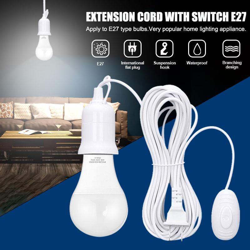3M/5M E27 Lamp Bulb Holder With Switch LED Light Bulb Extension Socket ...