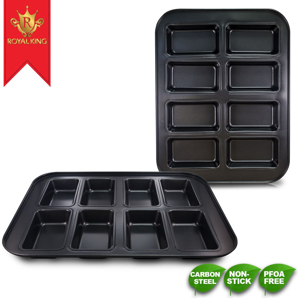 Royal King 38cm Non-Stick Carbon Steel 8-Mini Loaf Pan Brownie | Shopee ...
